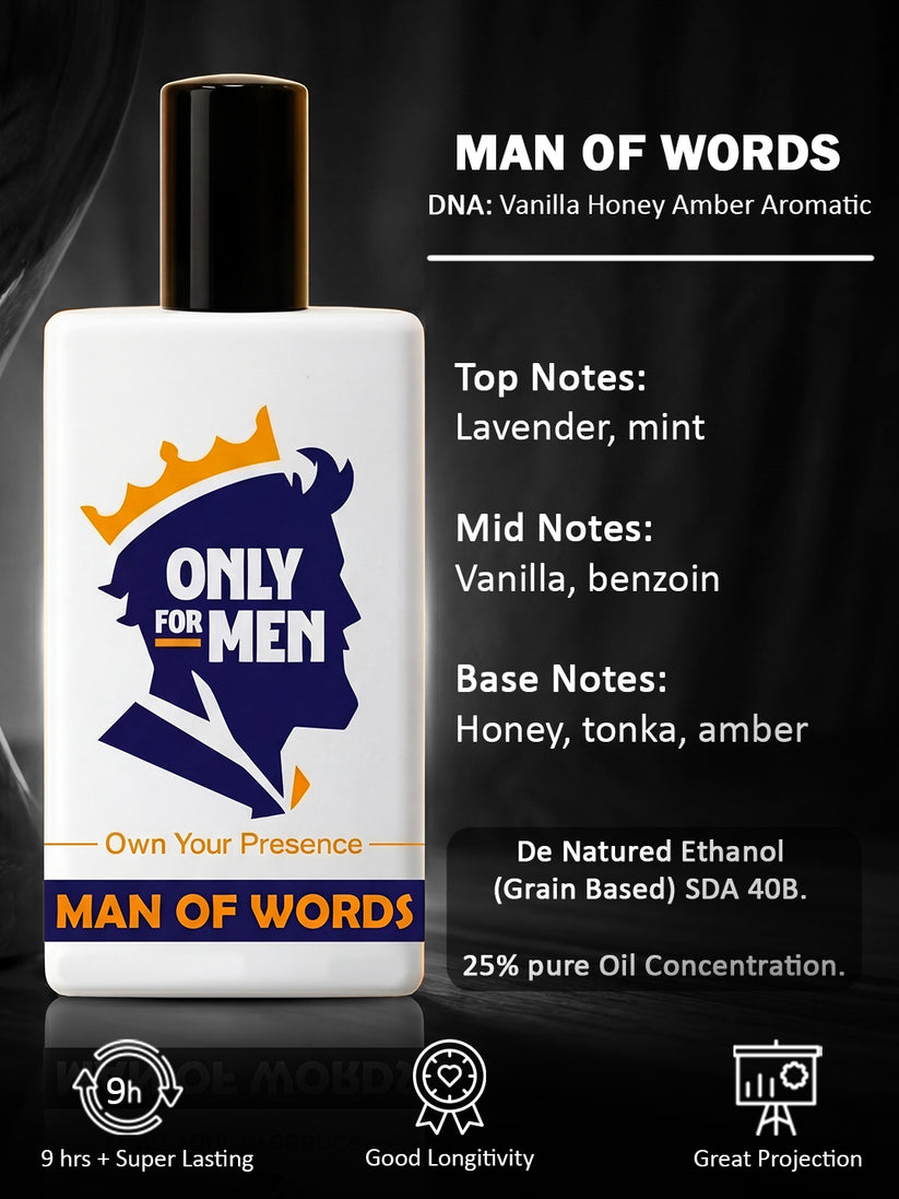 Man Of Words Parfum 100ML – ONLY FOR MEN BRAND